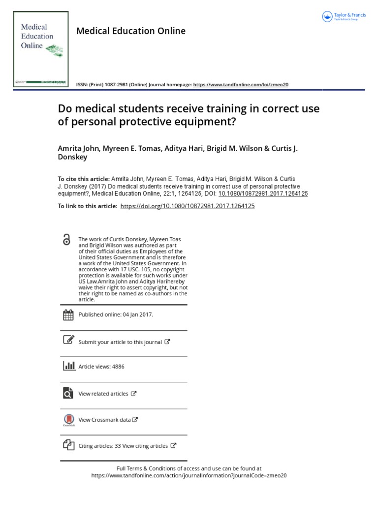 Do Medical Students Receive Training in Correct Use of Personal ...