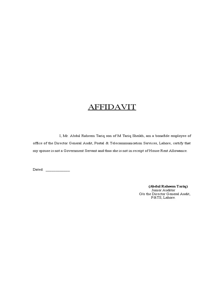AFFIDAVIT On Stamp Paper | PDF