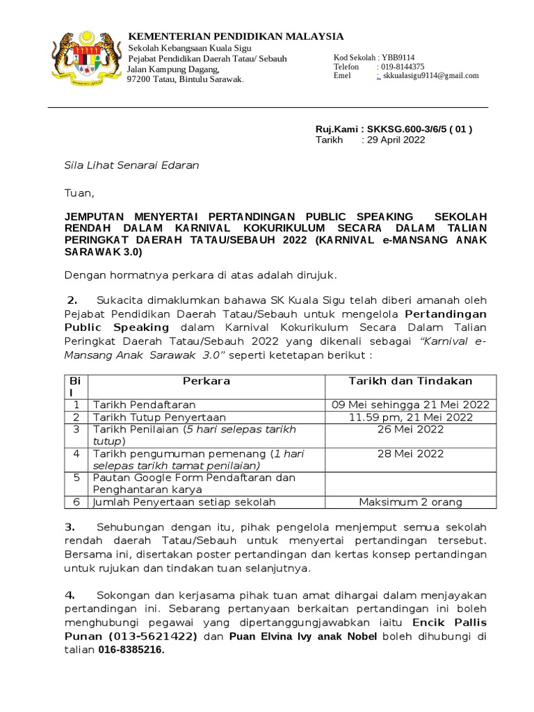 Surat Jemputan Public Speaking | PDF