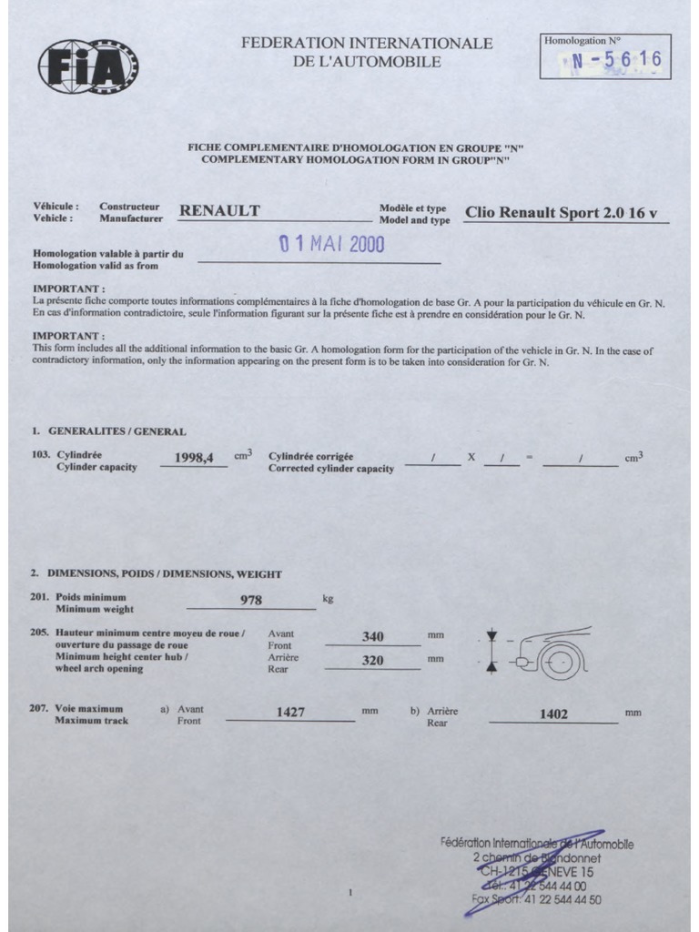 Homologation Form Number 5616 Group N | PDF | Piston | Ingénierie mécanique