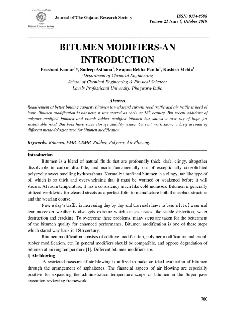 Bitumen Modifiers-An PDF | PDF | Asphalt | Natural Rubber
