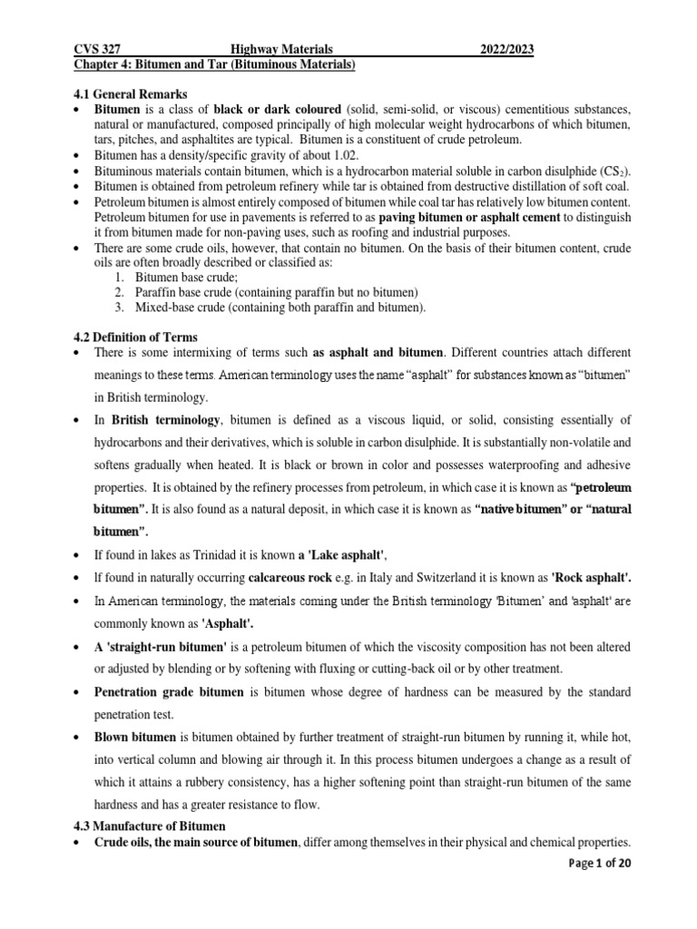 Chapter 4-Bitumen and Tar | PDF | Asphalt | Petroleum