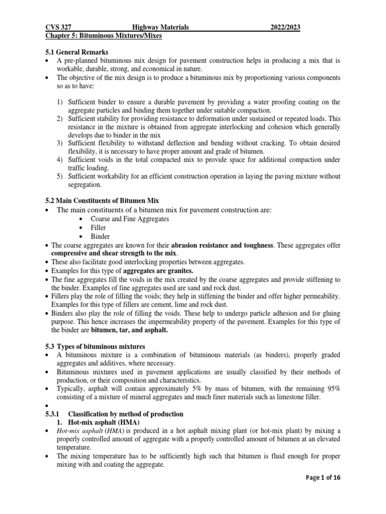 Types of Bituminous Mixes Explained | PDF