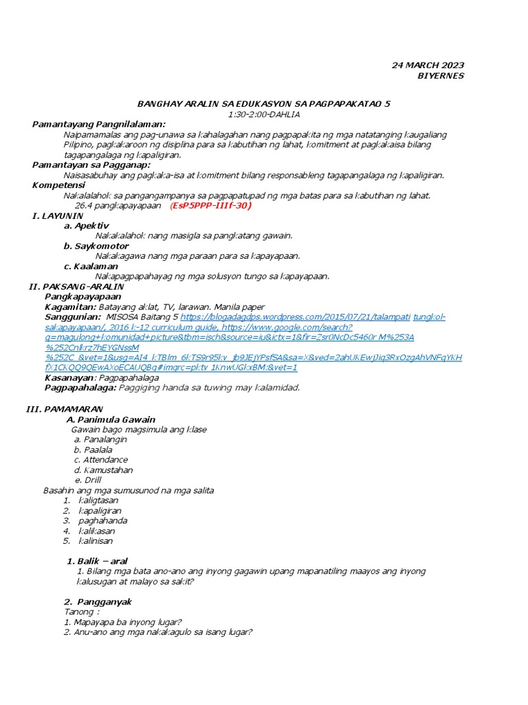 ESP 5-DLP-March 24, 2023 | PDF