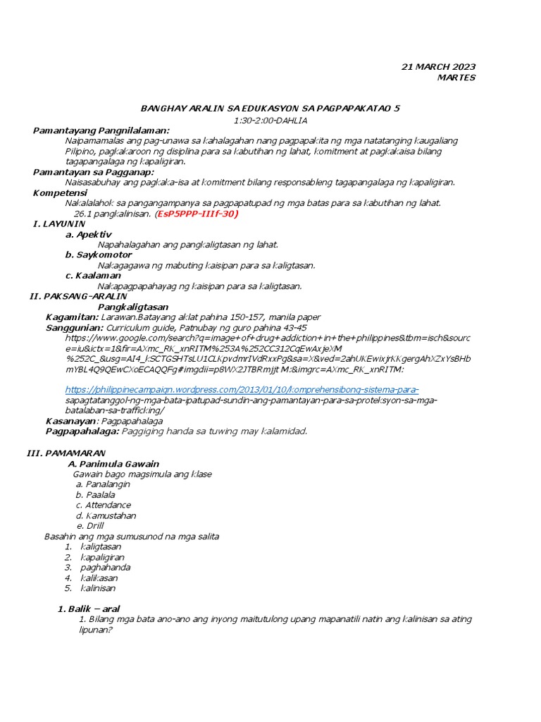 ESP 5-DLP-March 21, 2023 | PDF