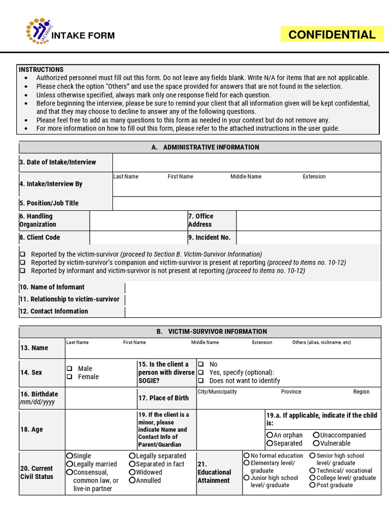 Intake Form PDF | PDF | Rape | Sexual Abuse