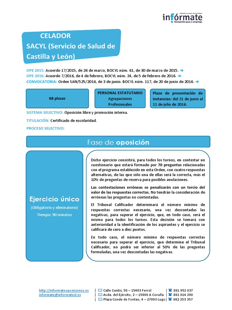 Sacyl Celador-Libre | PDF | Historial médico | Servicios públicos