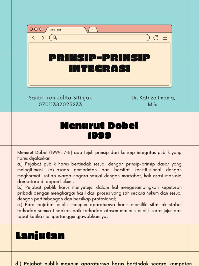 Prinsip-Prinsip Integrasi: Santri Iren Jelita Sitinjak 07011382025233 ...