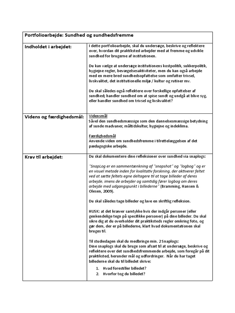Portfolioarbejde_Sundhed og sundhedsfremme E22.docx | PDF