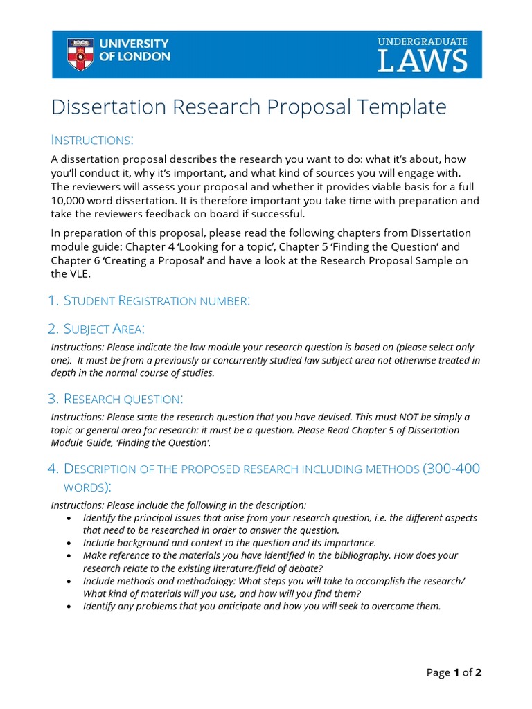 Dissertation Research Proposal Template | PDF | Thesis | Question