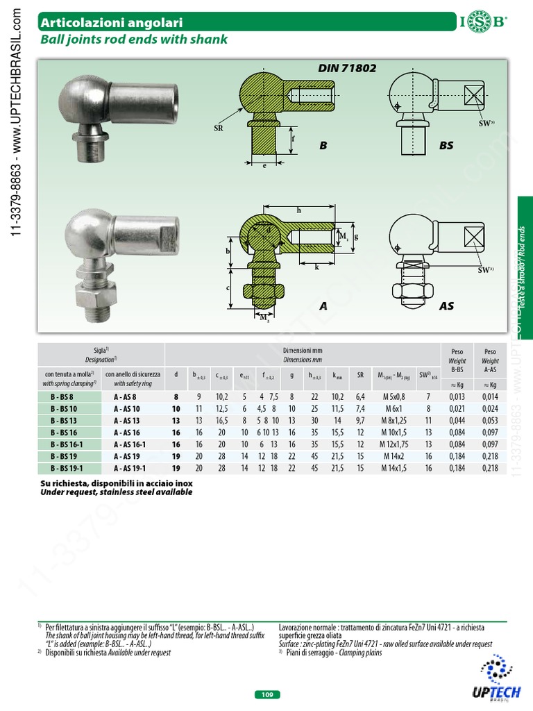 Catalogo Terminal Esferico Angular Isb Uptech Brasil PDF | PDF | Materials | Iron