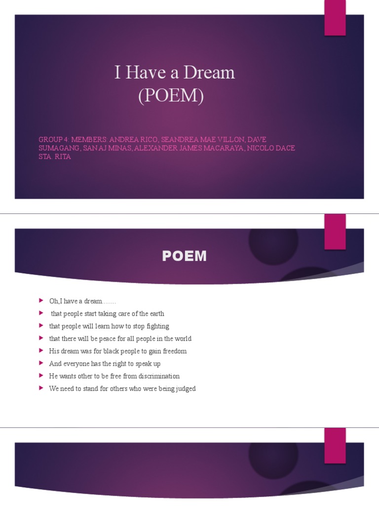 I Have A Dream (Poem) | PDF