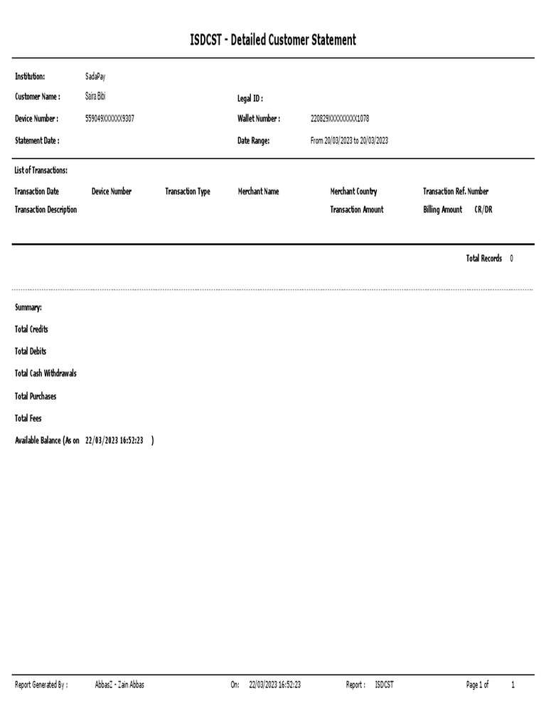SadaPay Account Statement 1 | PDF