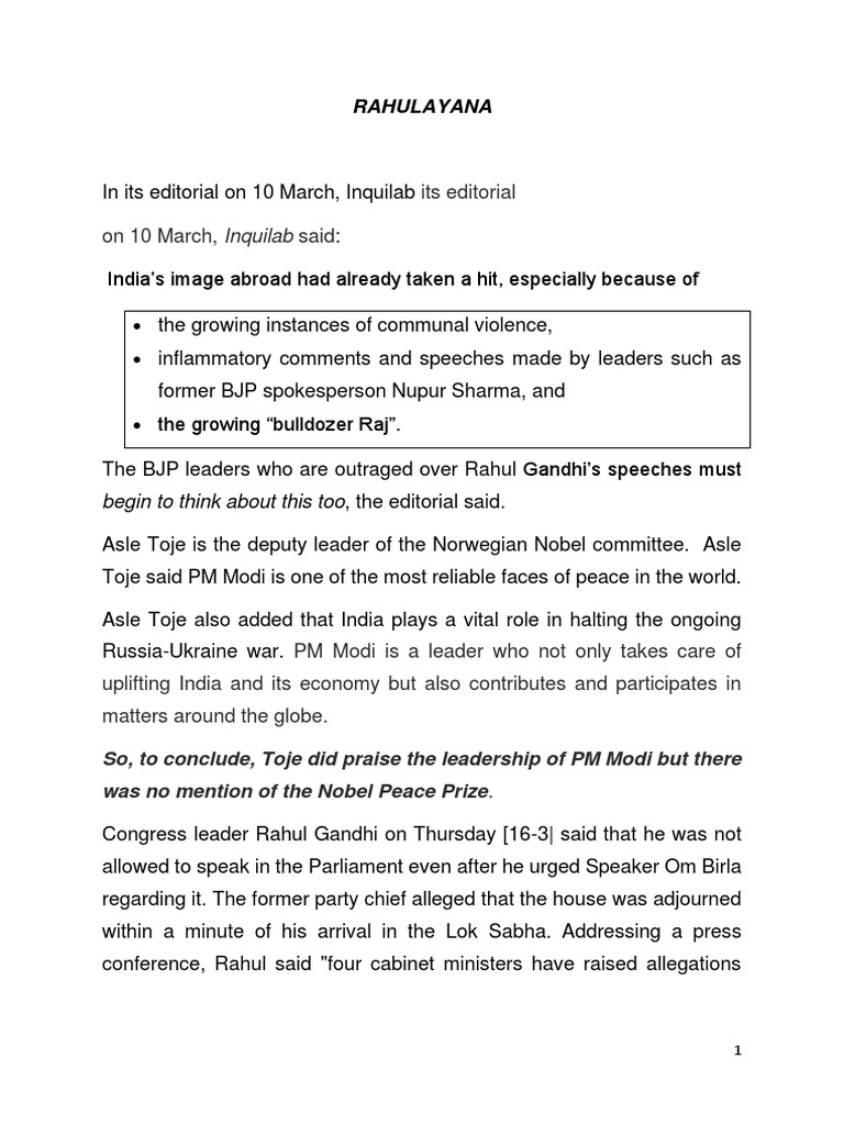 Story of Rahul | PDF | Narendra Modi | Indian National Congress