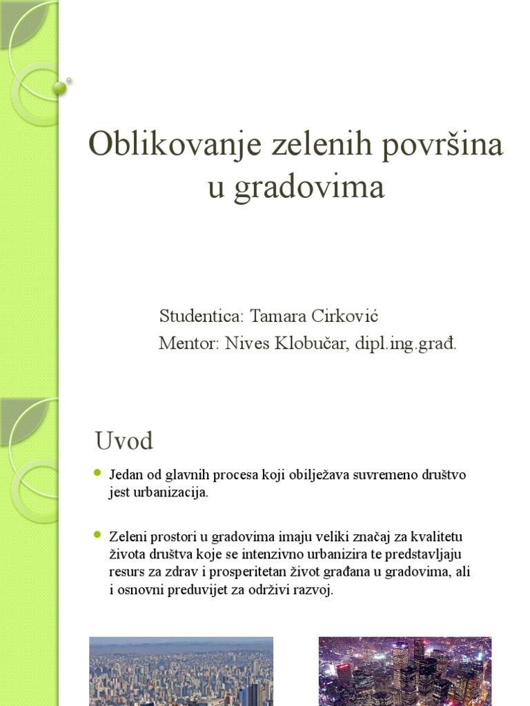 Oblikovanje Zelenih Površina U Gradovima | PDF