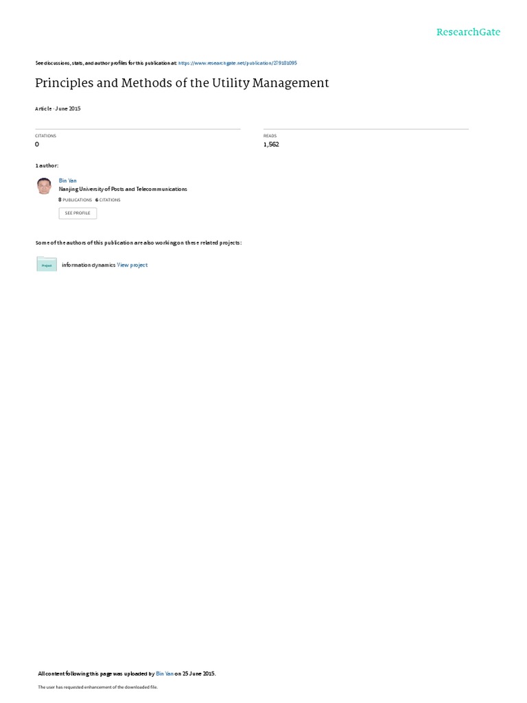 Principles and Methods of The Utility Management: June 2015 | PDF ...