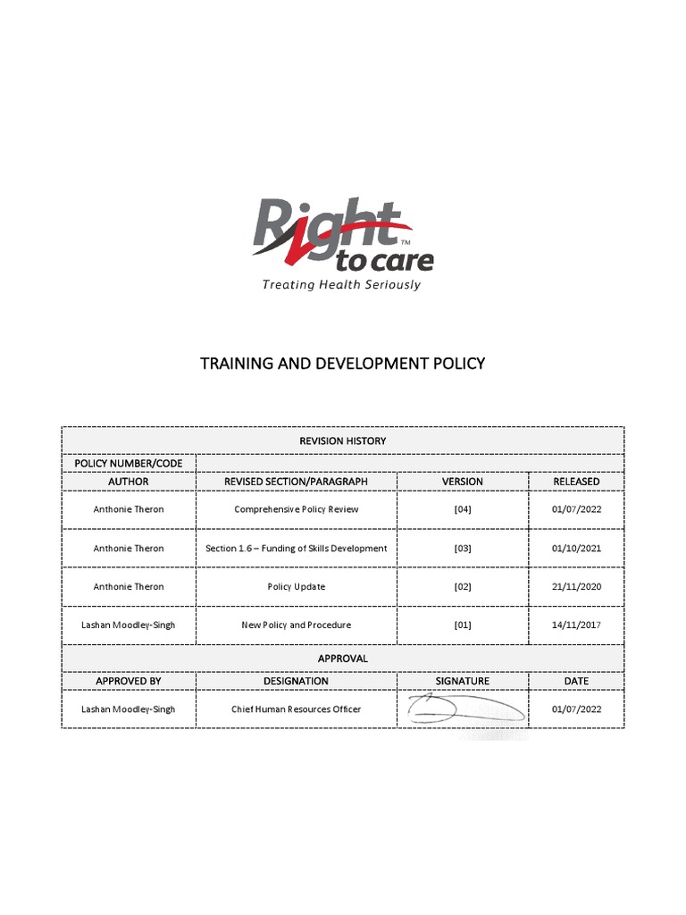 Training and Development Policy - Version 4 - Final | PDF | Employment ...