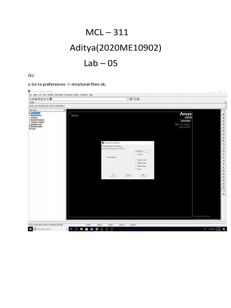 2020ME10902 MCL311 Lab5 PDF | PDF | Area | Stress (Mechanics)