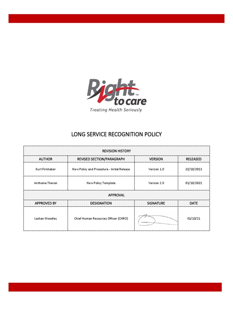 Long Service Recognition Policy Overview | PDF | Human Resources | Business
