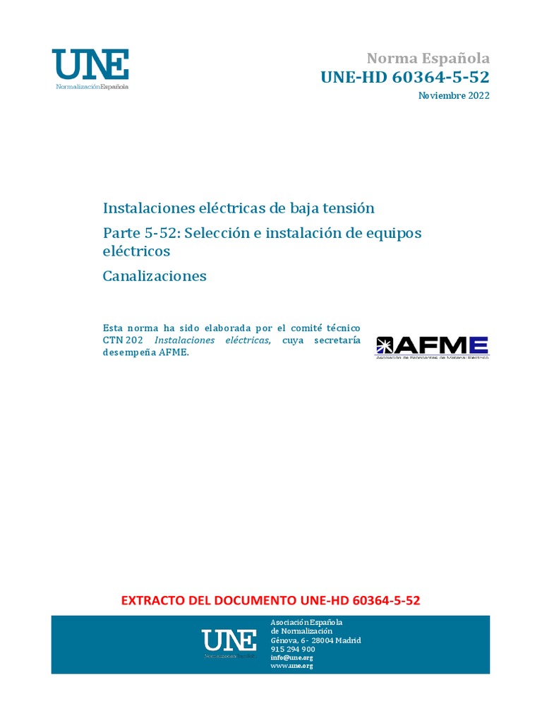 (Ex) Une HD - 60364 5 52 2022 | PDF | Conductor electrico | Corriente ...