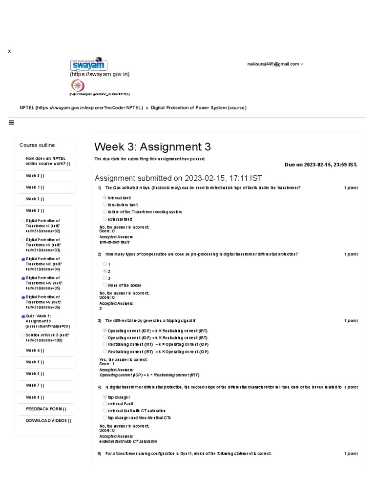 Week 3: Assignment 3: Assignment Submitted On 2023-02-15, 17:11 IST | PDF | Transformer ...