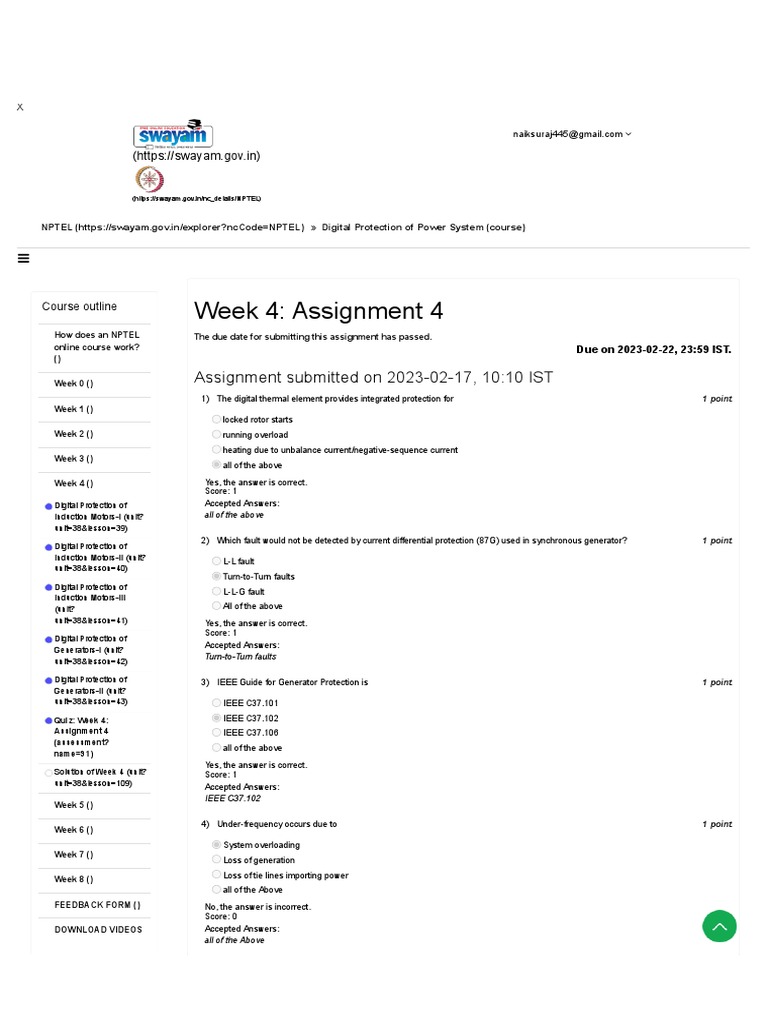 Week 4: Assignment 4: Assignment Submitted On 2023-02-17, 10:10 IST | Download Free PDF ...