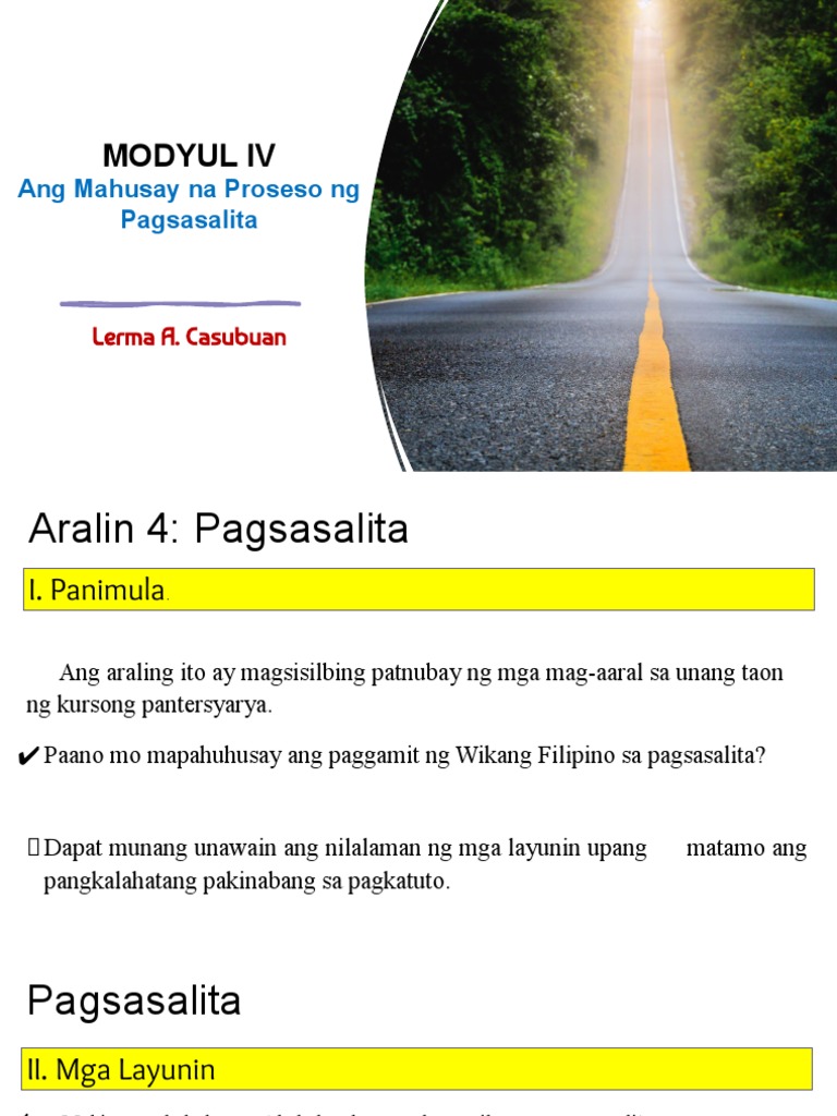 MODYUL IV - Ang Mahusay Na Proseso NG Pagsasalita | PDF