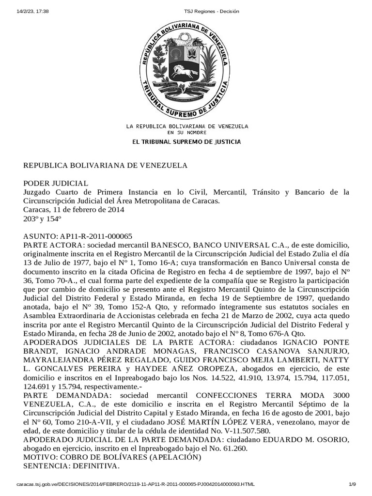 TSJ Regiones - Decisión | PDF | Demanda judicial | Evidencia (ley)