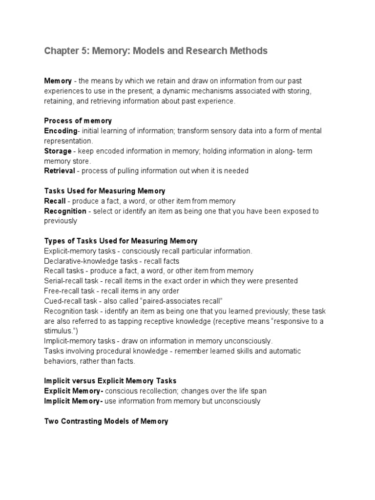 Chapter 5 | PDF | Memory | Recall (Memory)