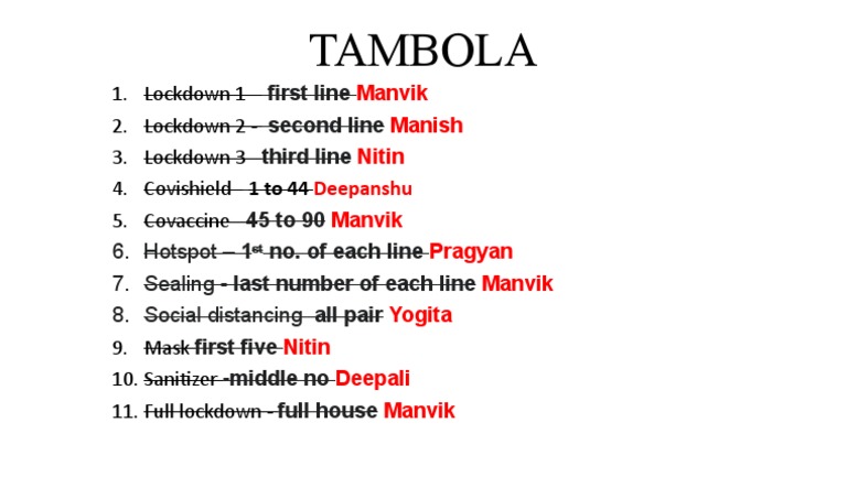 TAMBOLA | PDF