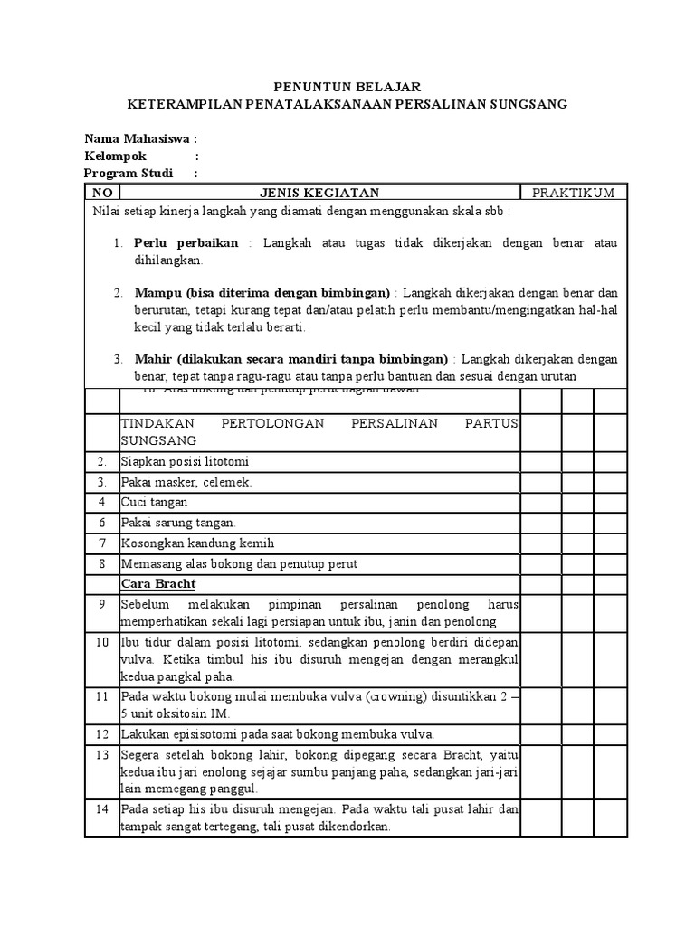 SOP Persalinan Sungsang | PDF