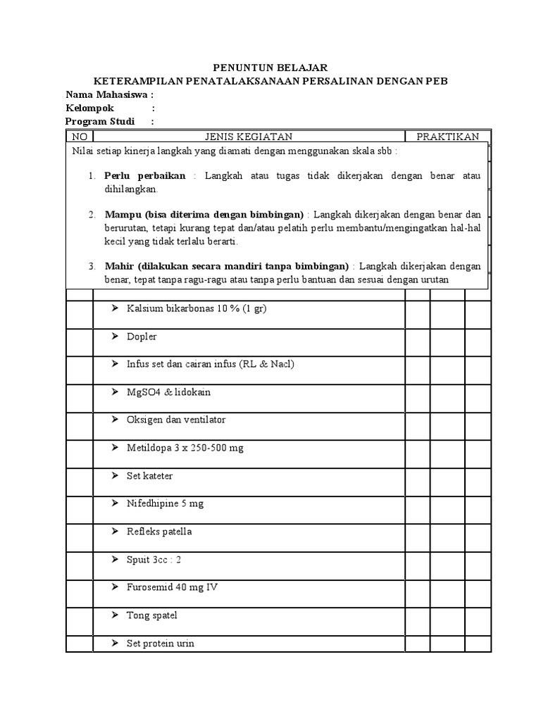 SOP Persalinan Dengan PEB | PDF