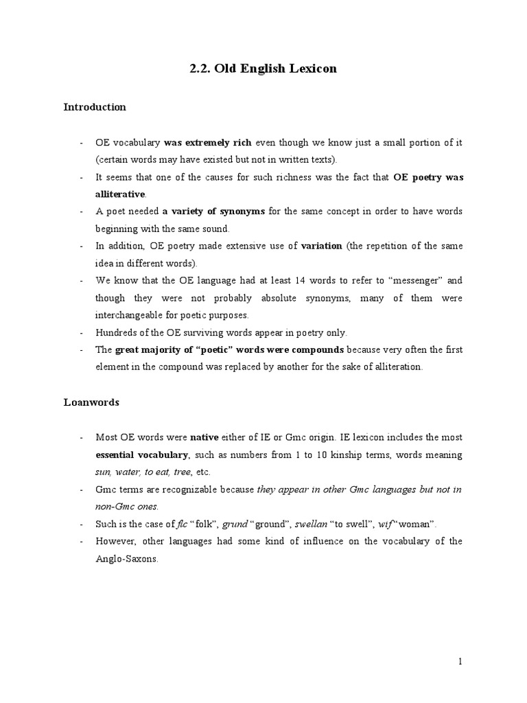 Old English 2.2 | PDF | English Language | Word