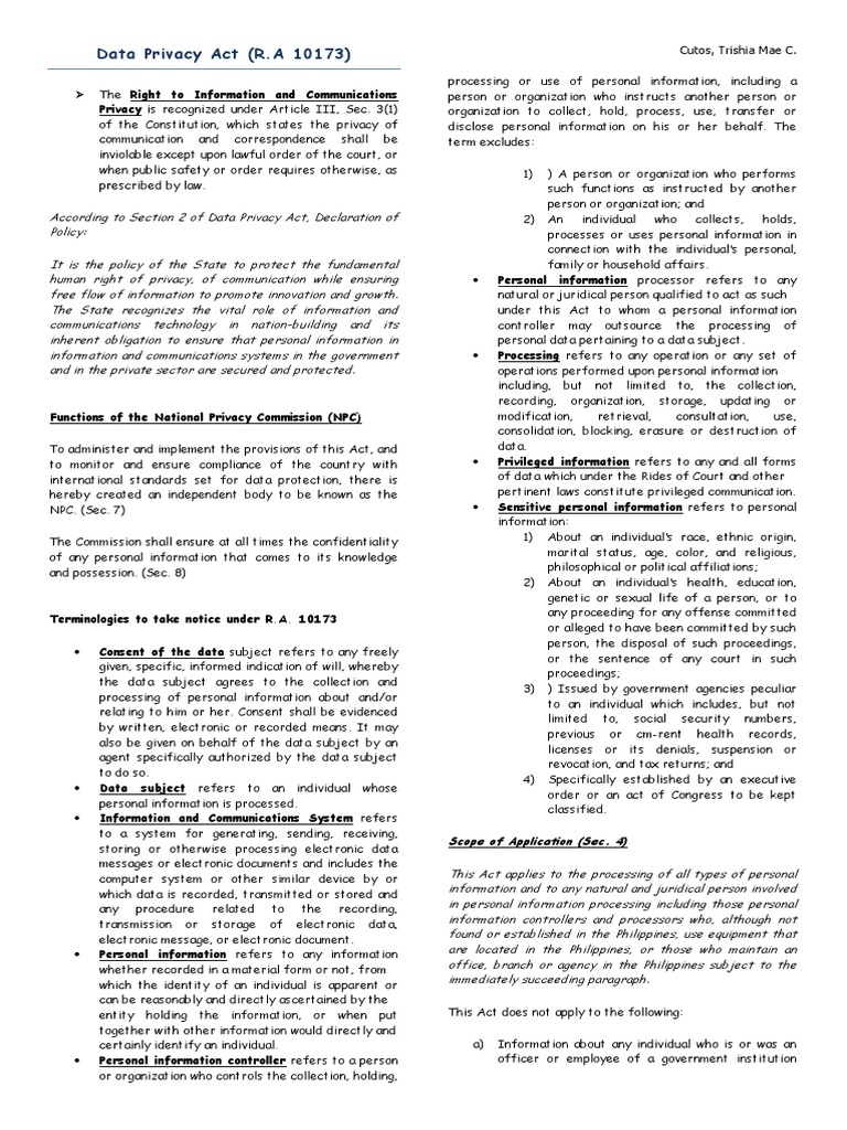 Data Privacy Act | PDF | Information | Information Privacy