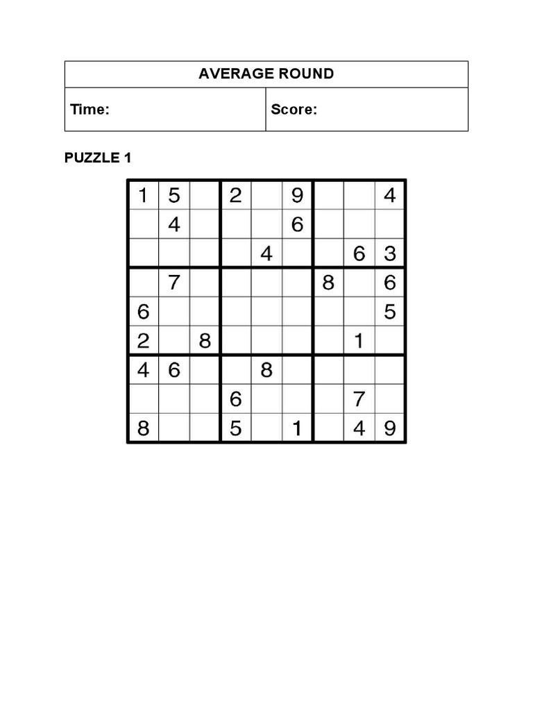 Sudoku Challenge (Average Round) | PDF