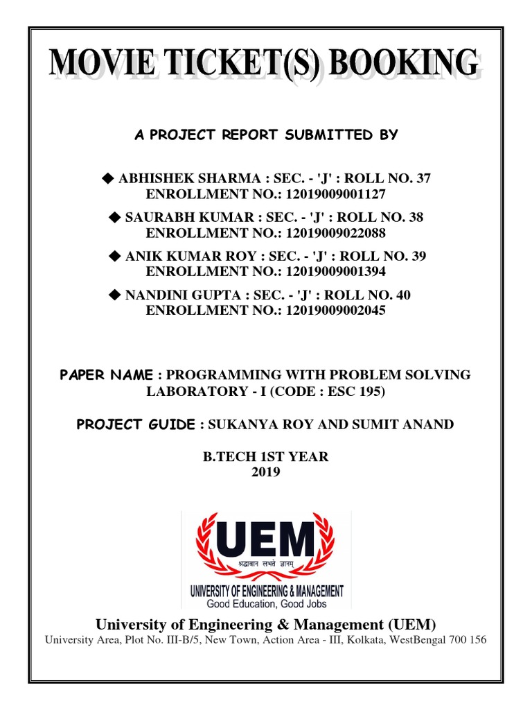 Movie Ticket Booking System Using C Pdf Operating System Computer
