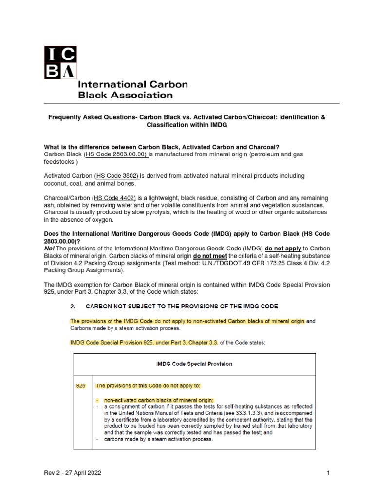 Classification and Identification of Carbon Black, Activated Carbon ...
