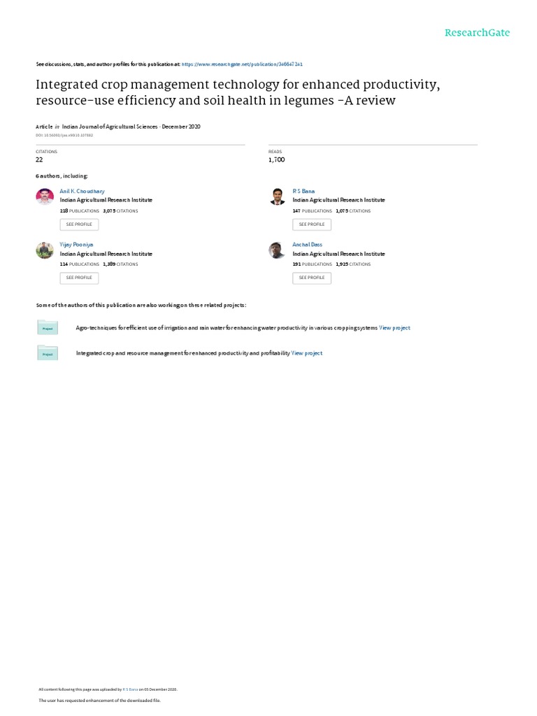 Integrated Crop Management Technology For Enhanced Productivity, Resource-Use Efficiency and ...