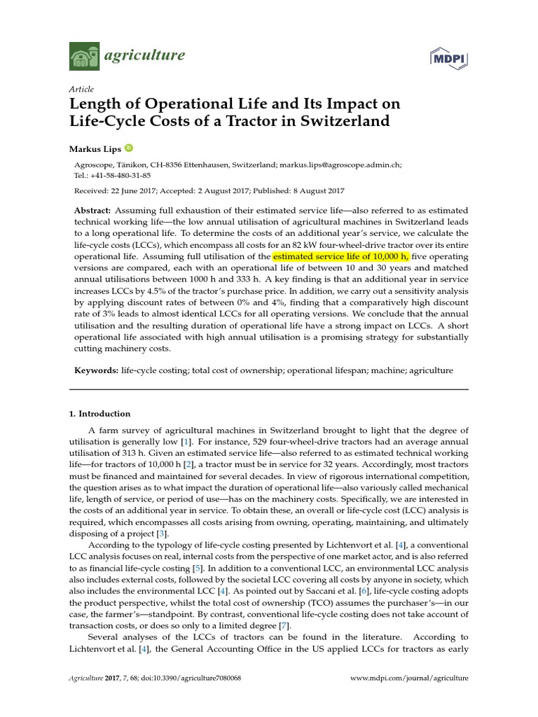 Length of Operational Life and Its Impact On Life-Cycle Costs of A ...