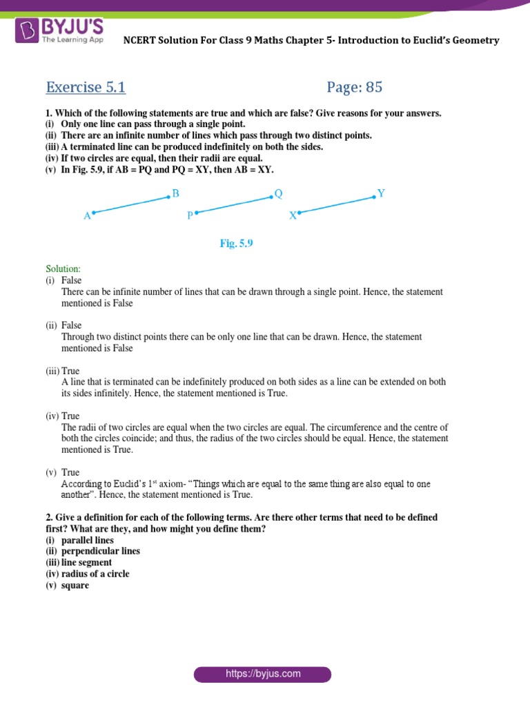 Ncert Sol For Class 9 Maths Chapter 5 PDF | PDF | Line (Geometry) | Perpendicular