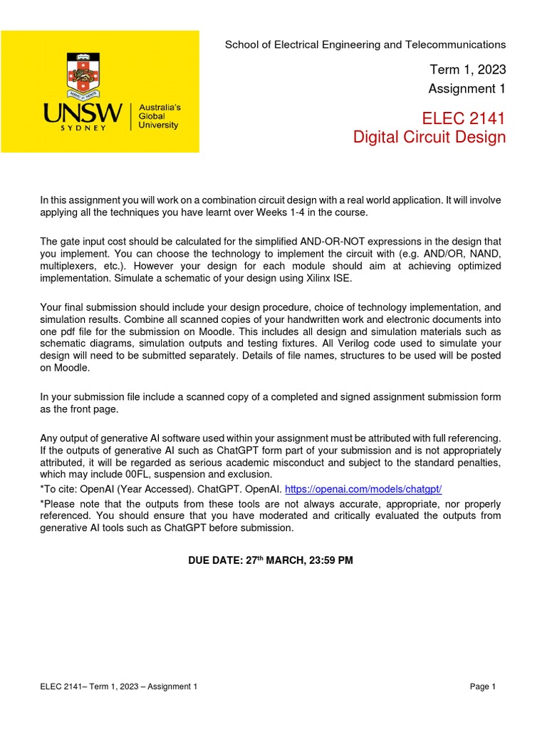 Assignment 1 V1 1 Pdf Simulation Circuit Design