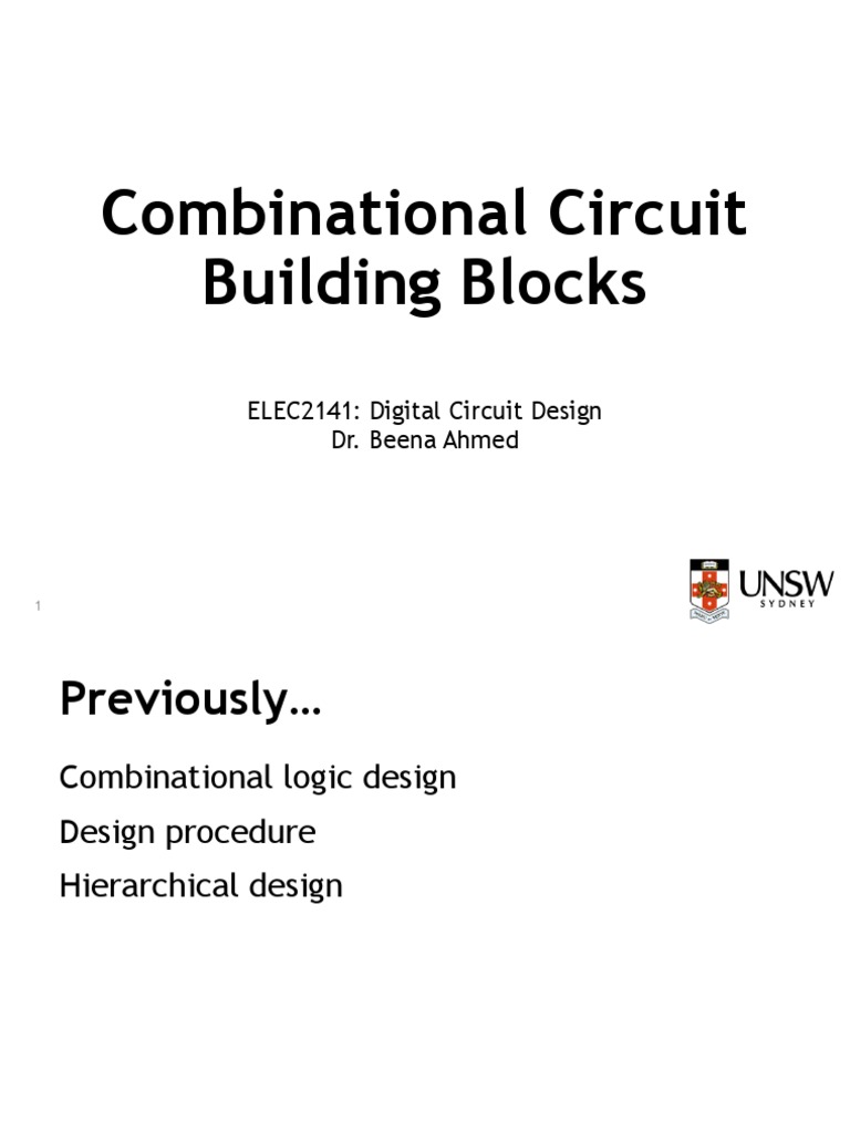 Elec2141 Combinational Circuit Building Blocks Pdf Information And Communications Technology