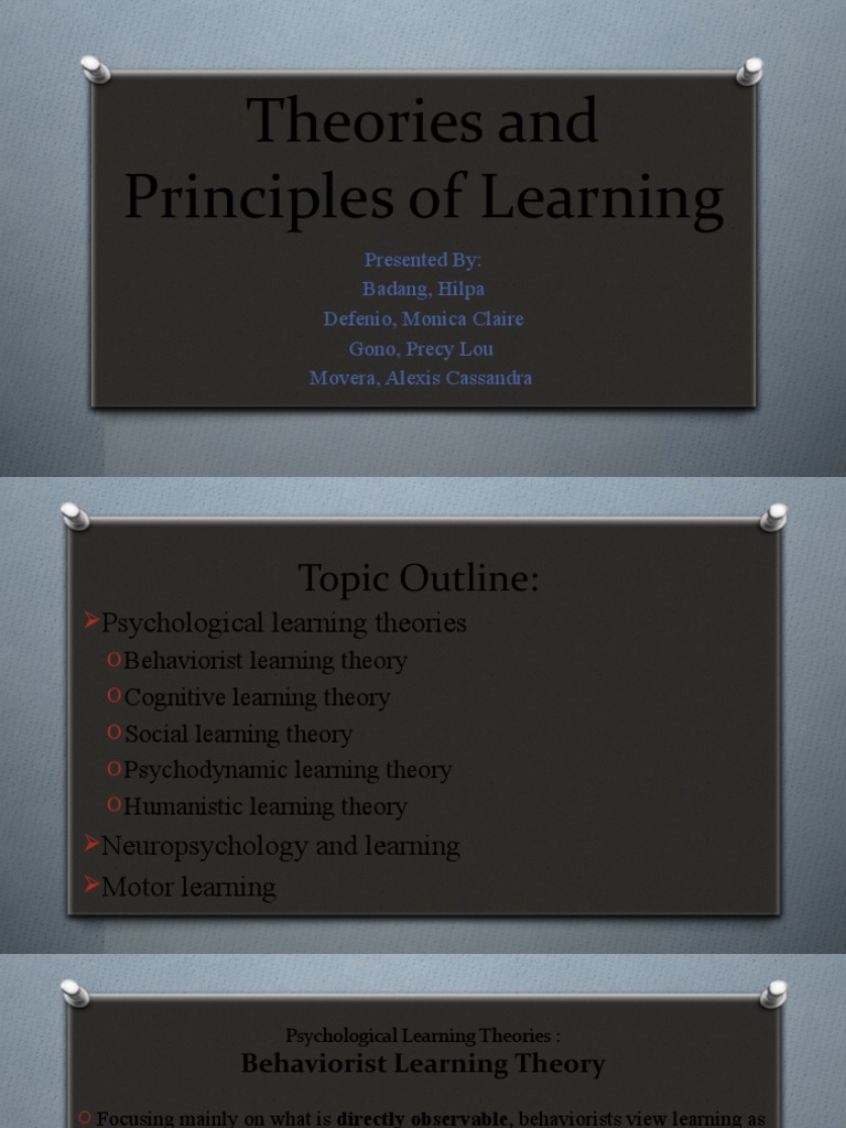 Theories and Principles of Learning | PDF | Id | Learning