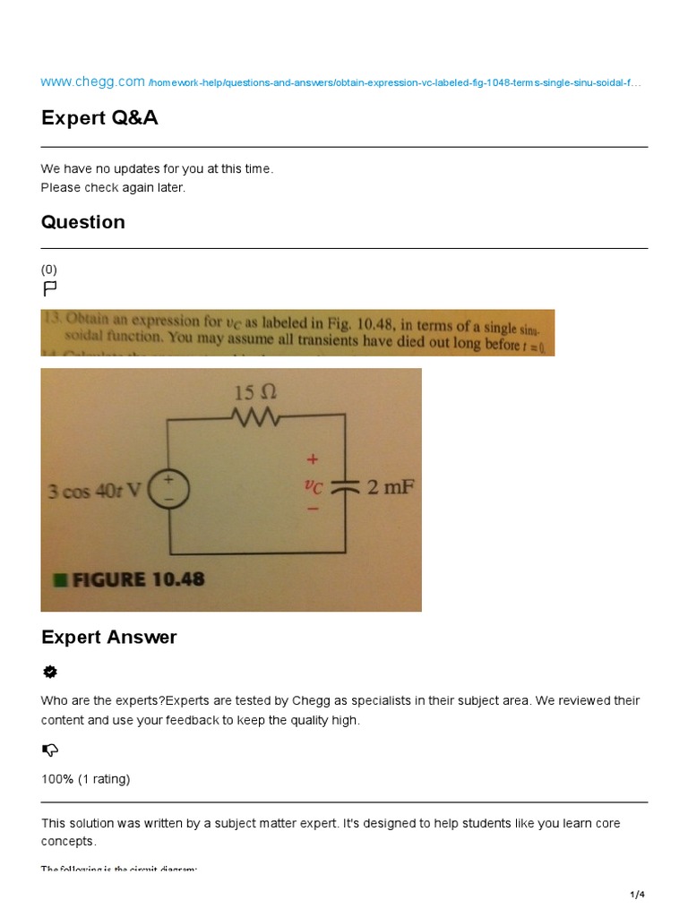 Circuit Analysis: Expression for vc | PDF