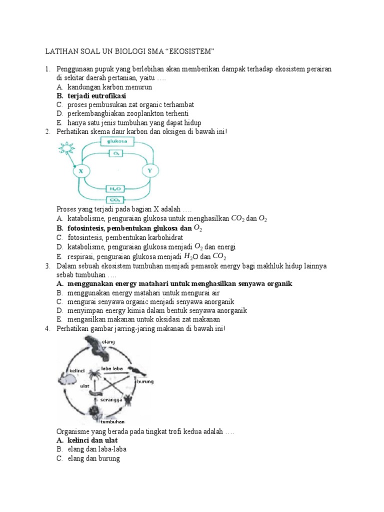 Latihan Soal Un Biologi Sma Ekosistem | PDF | Sains & Matematika