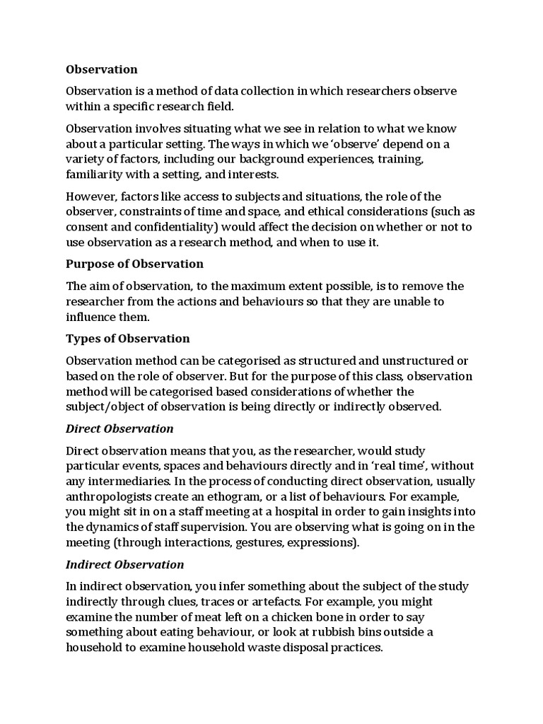 Observation | PDF | Science | Behavioural Sciences