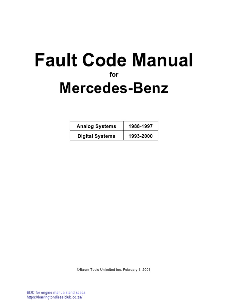 Mercedes Fault Code Manual PDF | PDF | Throttle | Electrical Connector