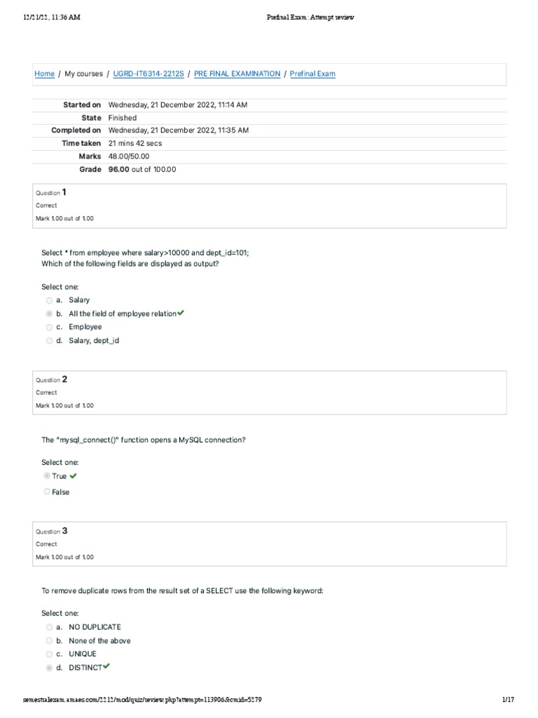 Prefinal Exam - Attempt Review Web App | PDF | Computer Data | Software Engineering