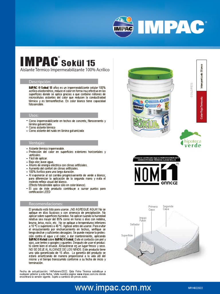 Impac Sokul 15 | PDF | Aislamiento térmico | Agua