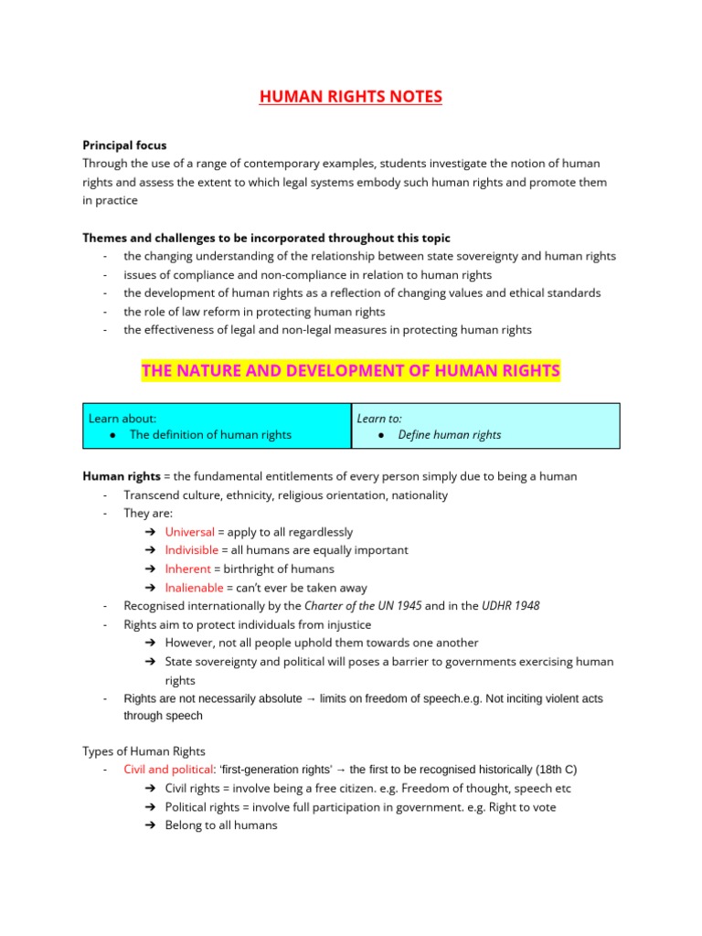 Human Rights Notes | PDF | Human Rights | Abolitionism